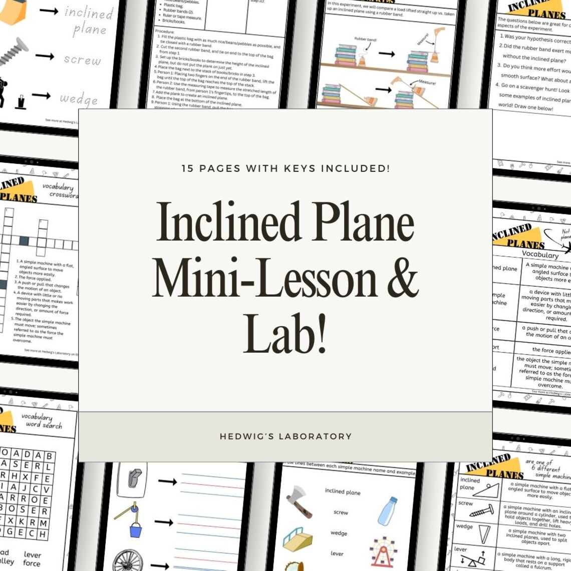 Inclined Planes, Introduction to Simple Machines, Science/physics Mini ...