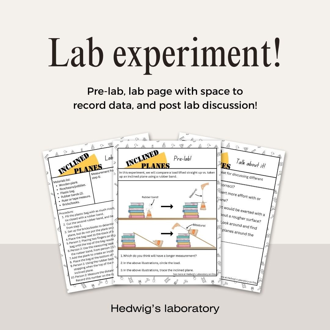 Inclined Planes, Introduction to Simple Machines, Science/physics Mini ...