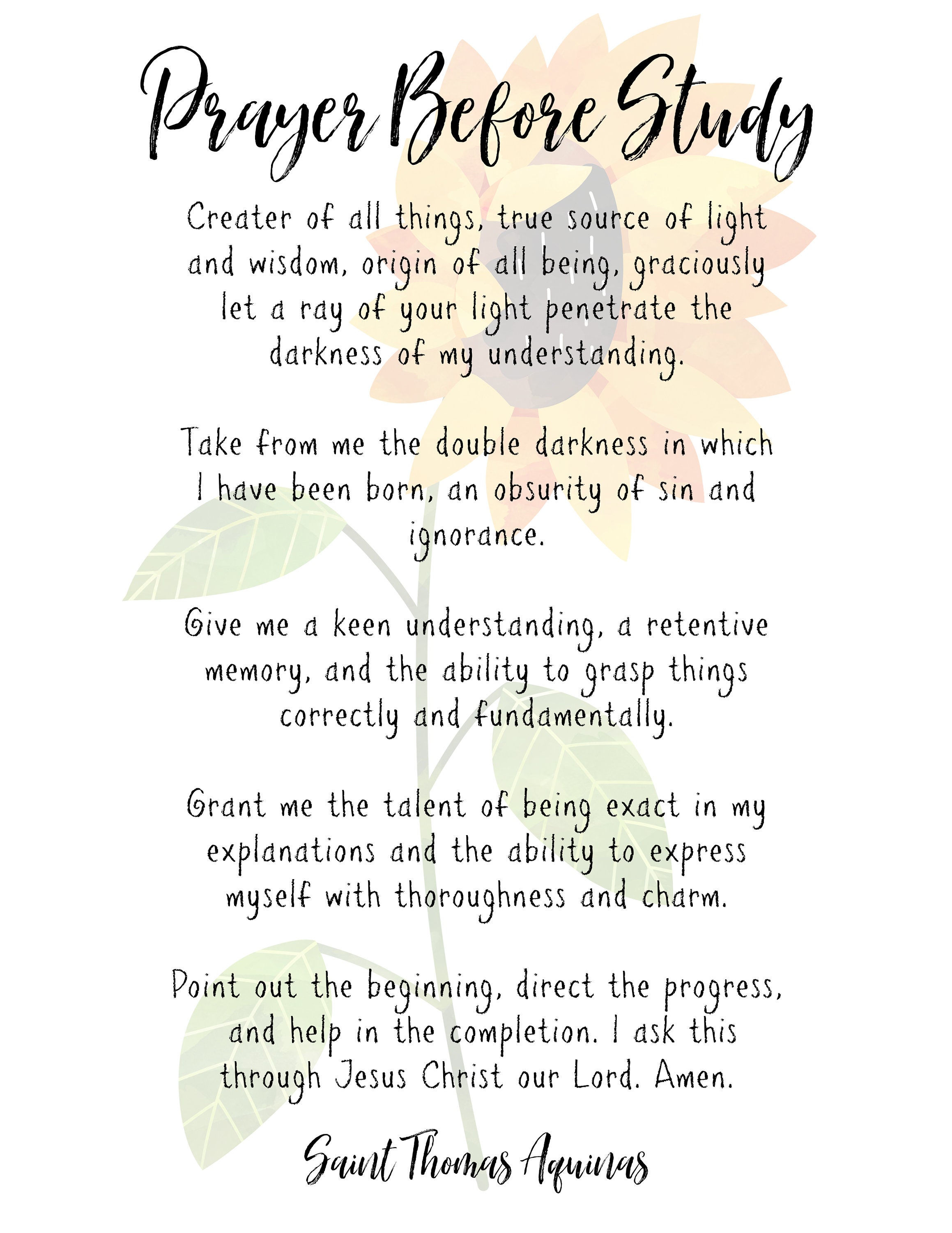Prayer Before Study Printable - Etsy