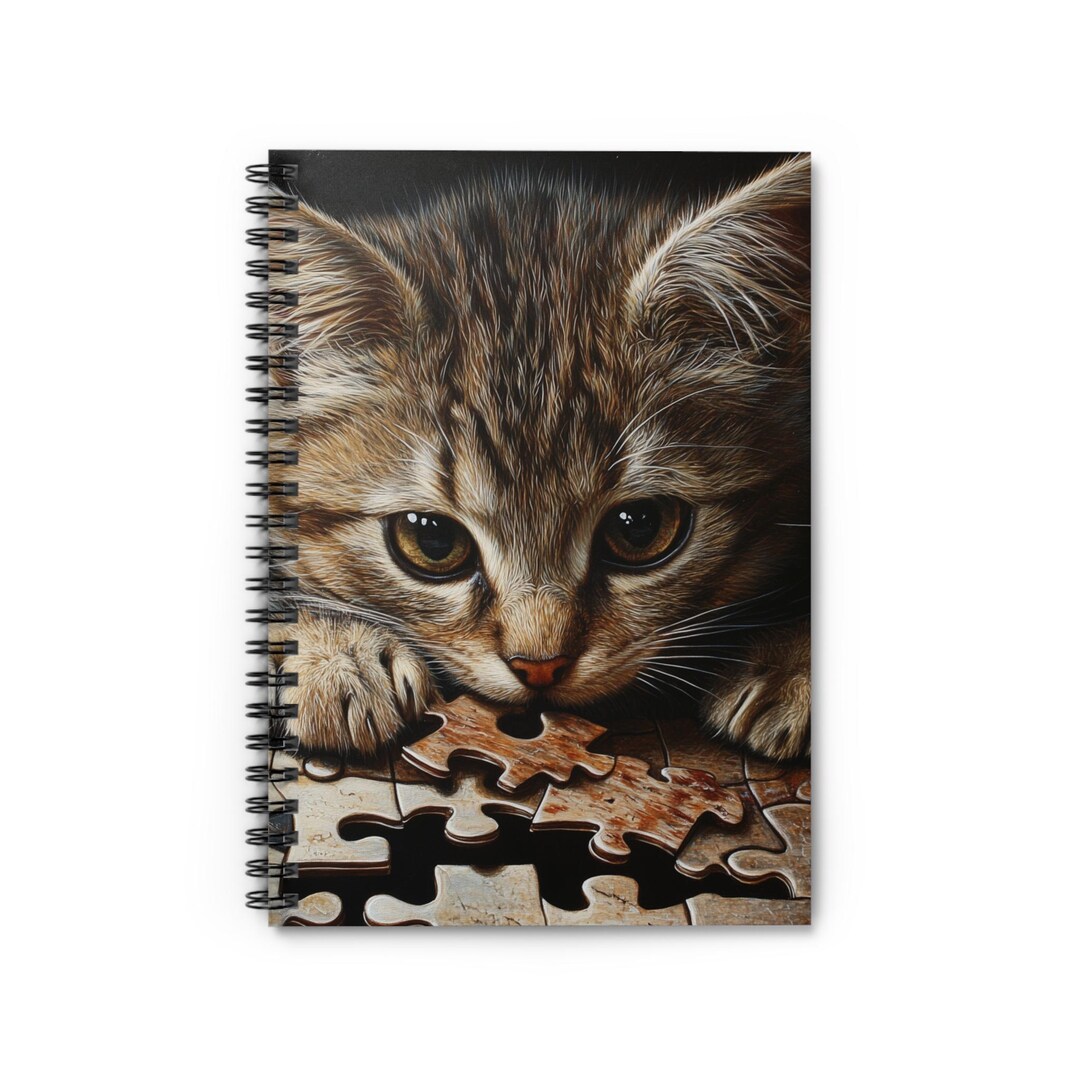 Kitten Puzzle Spiral Notebook - Cute Cat Jigsaw Design for Notes and ...