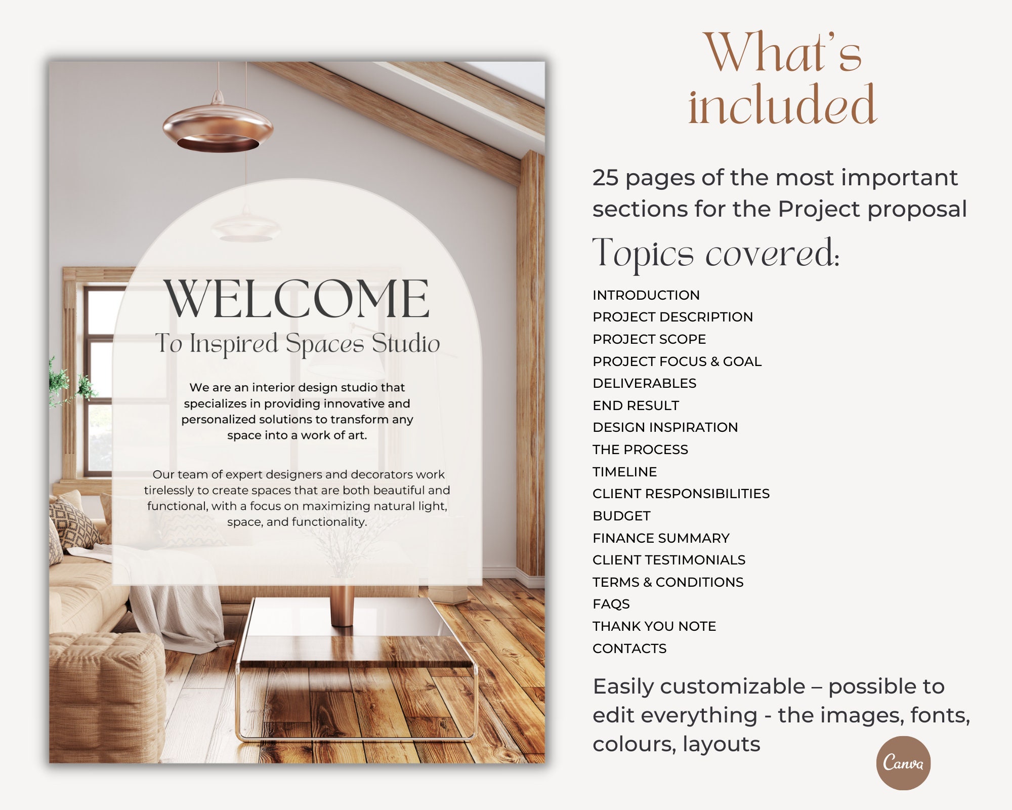 Interior Design Project Proposal Template: 25-page Canva Design (MRR ...