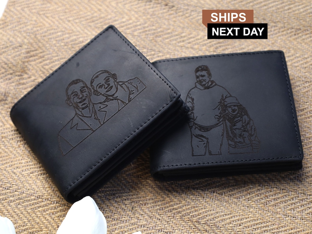 Custom Photo Portrait Leather Wallets, Personalised Picture Engraved ...