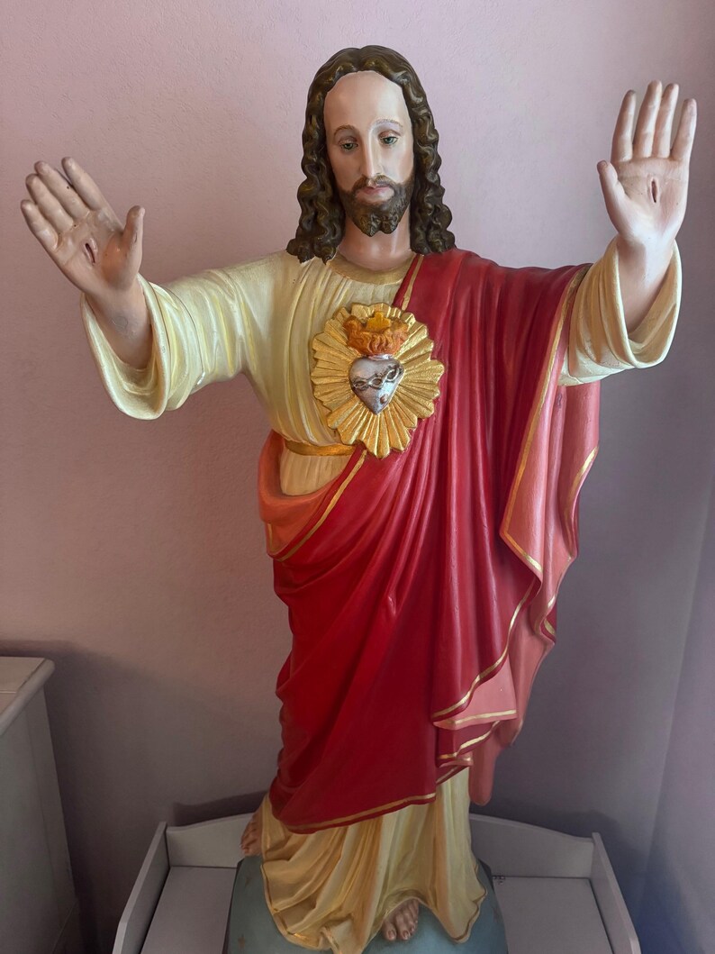 Large Antique Vintage Jesus Christ Statue – 46” Redeemer Catholic ...