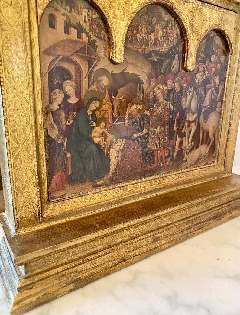Stunning Adoration of the Magi Panel in Giltwood Frame - Etsy