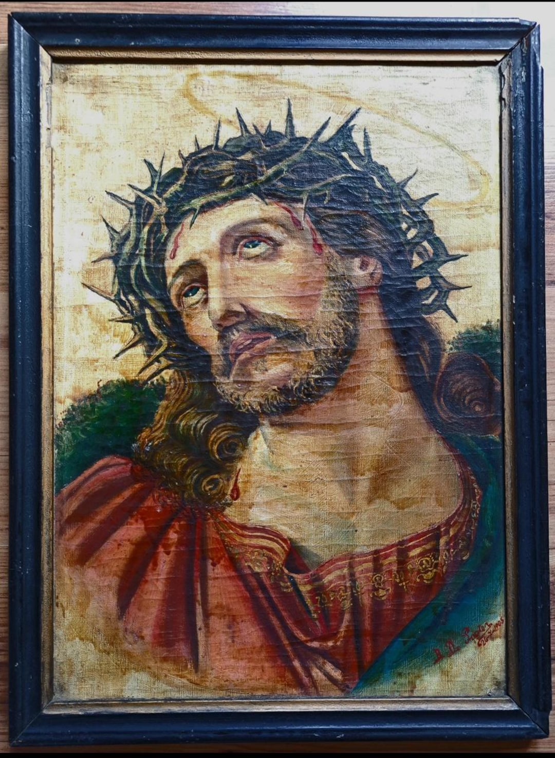 Marvelous Antique Jesus Christ Portrait – Signed & Dated 1905 – Flemish ...