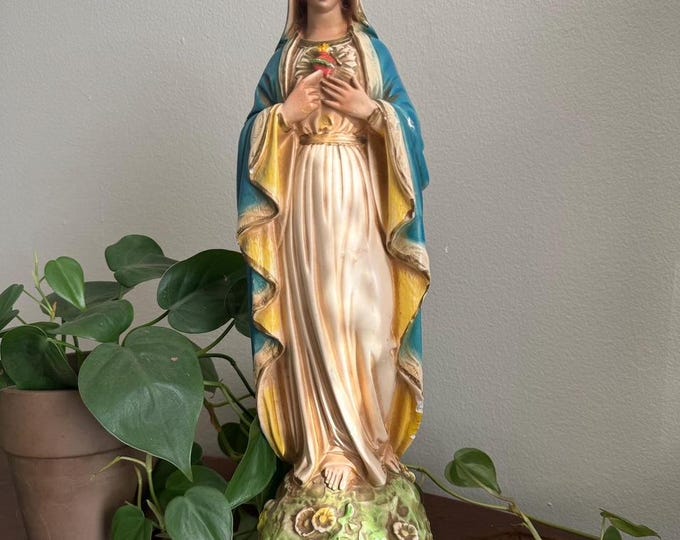 Vintage Immaculate Heart of Mary Statue - 16" Plaster From the 1960s - Etsy