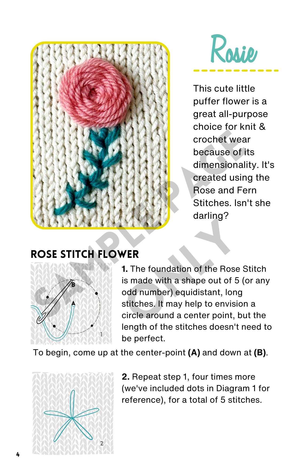 Embroider Knit!: 10 Flowers to Embroider on Knit & Crochet (booklet) - Etsy