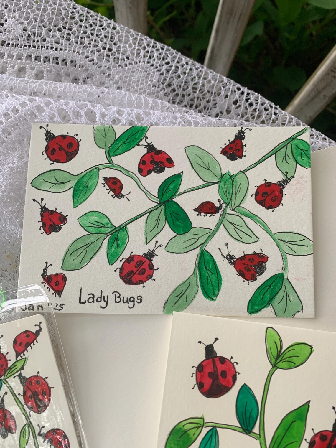 Set of 3 Ladybug Greeting Card, Postcard, and Bookmark - Etsy