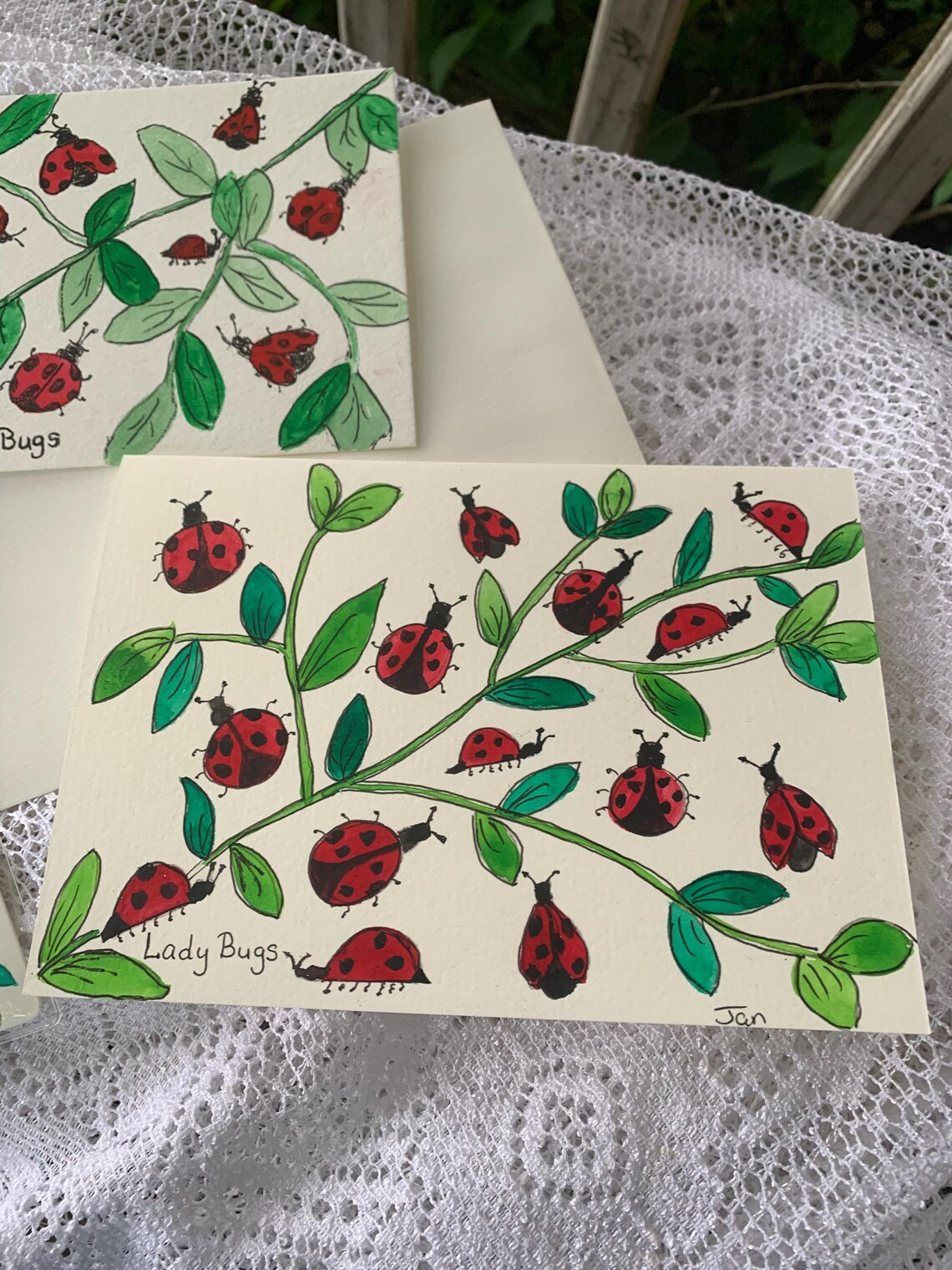Set of 3 Ladybug Greeting Card, Postcard, and Bookmark - Etsy