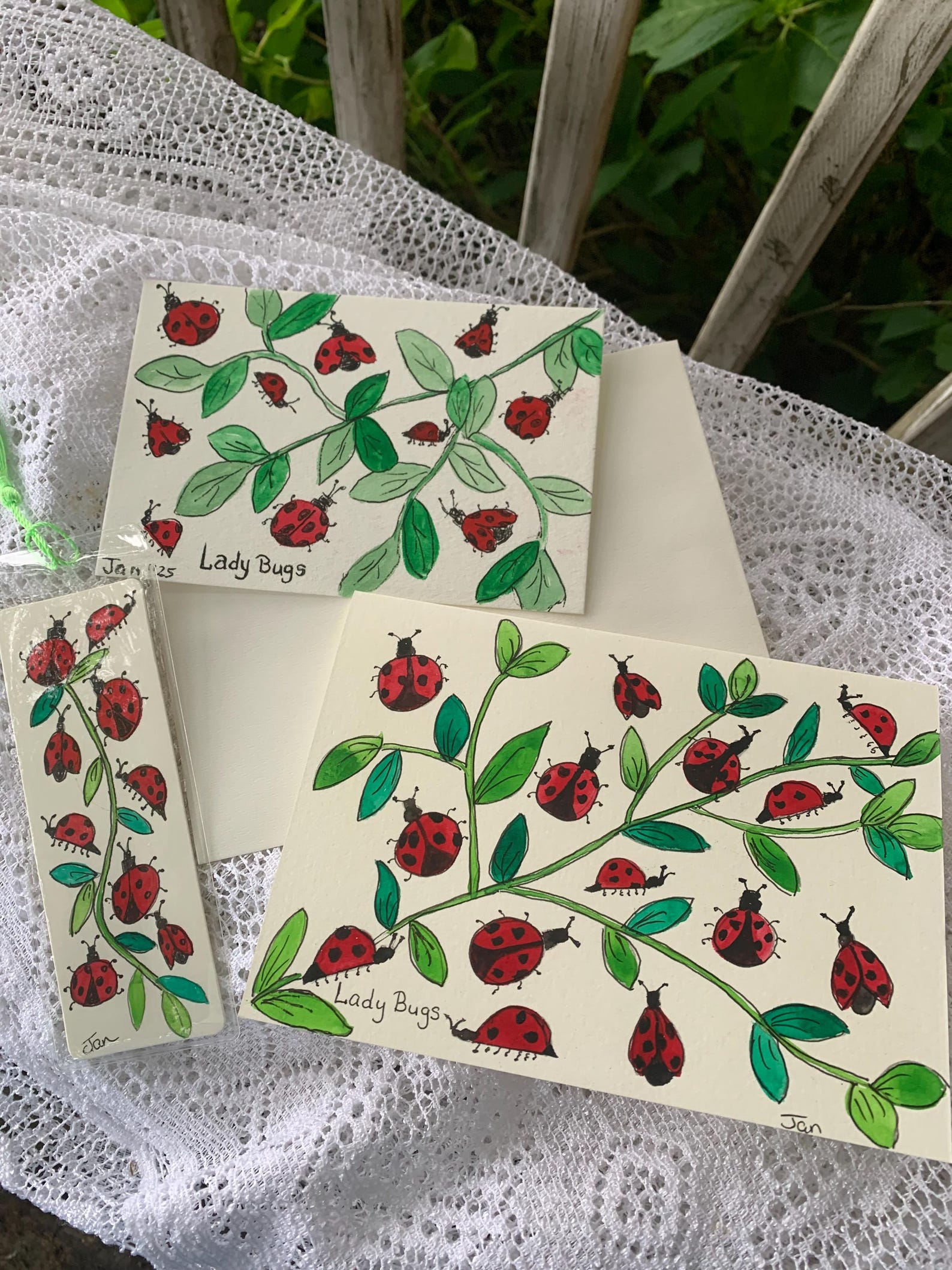 Set of 3 Ladybug Greeting Card, Postcard, and Bookmark - Etsy