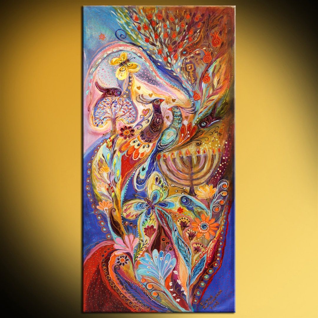 Jewish Art Original Spiritual Colorful Painting With Kabbalah Symbols ...