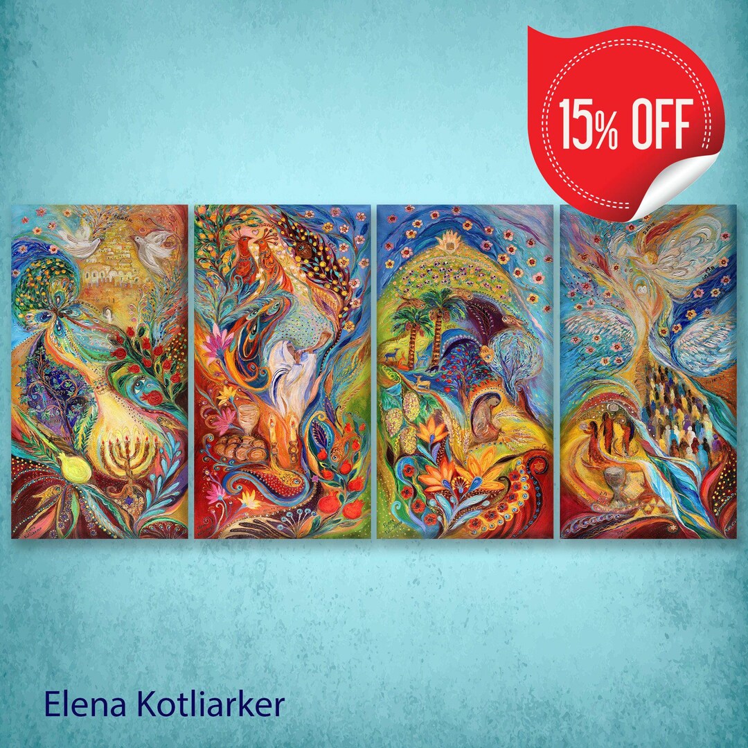 Original Modern Jewish Art Wall Decor Ready-to-hang Canvas Print ...