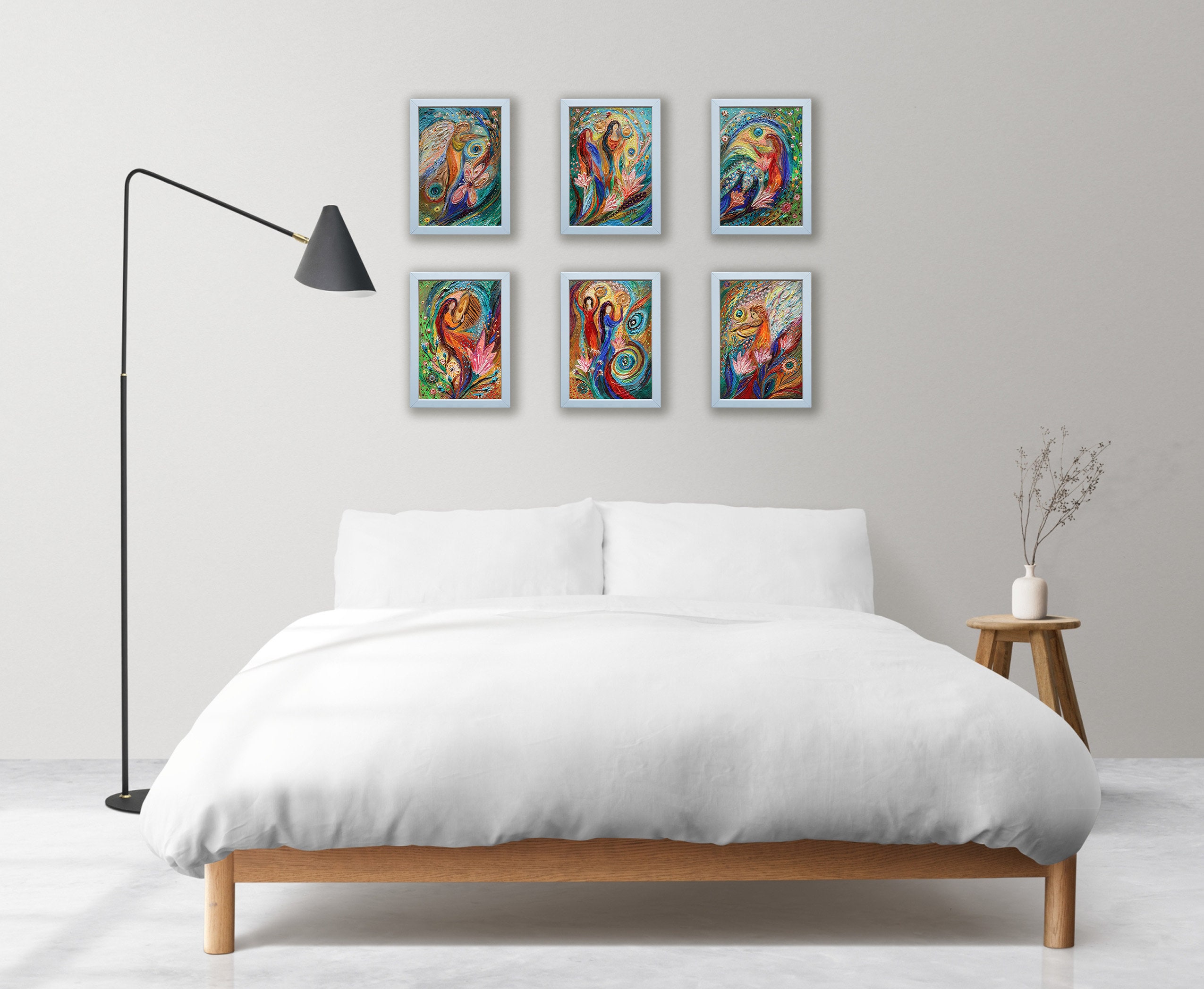 Multi-panel Composition of Six Small Framed Paintings Shows Several ...