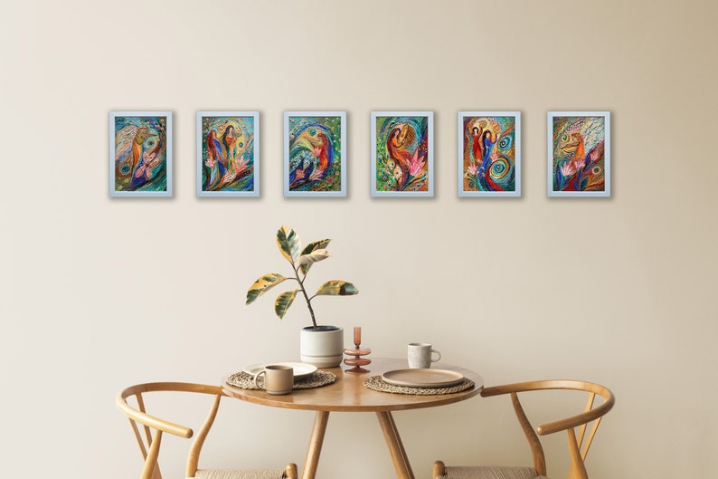 Multi-panel Composition of Six Small Framed Paintings Shows Several ...