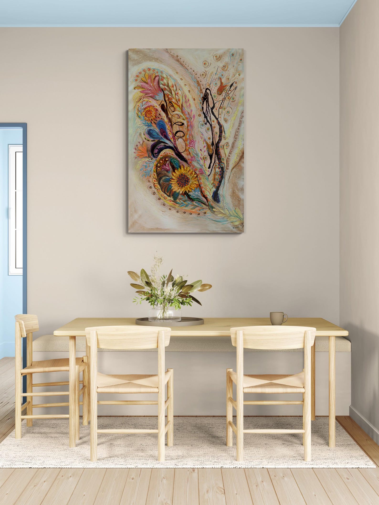Extra Large Abstract Wall Design Giclee Canvas Print Splash of Life ...