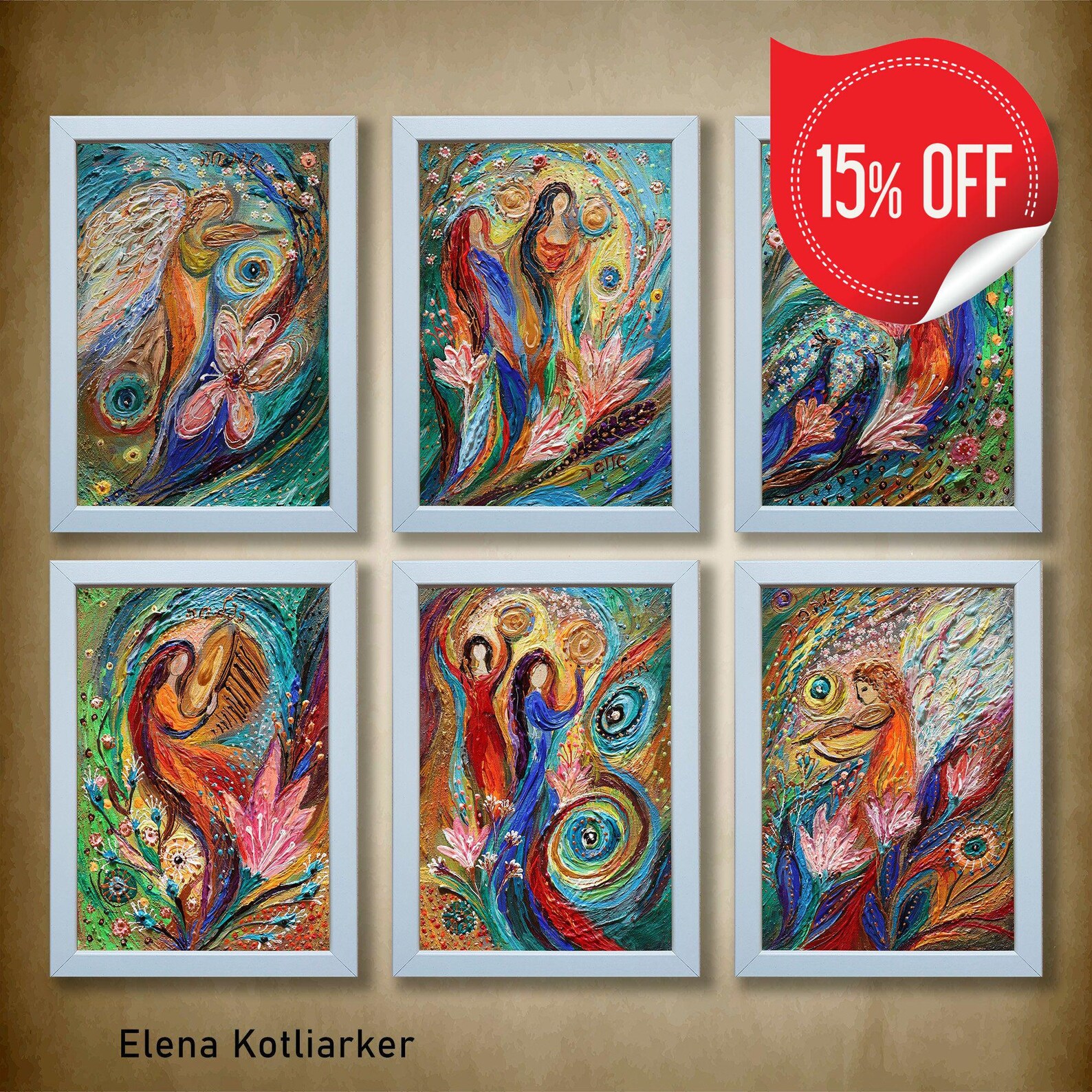 Multi-panel Composition of Six Small Framed Paintings Shows Several ...