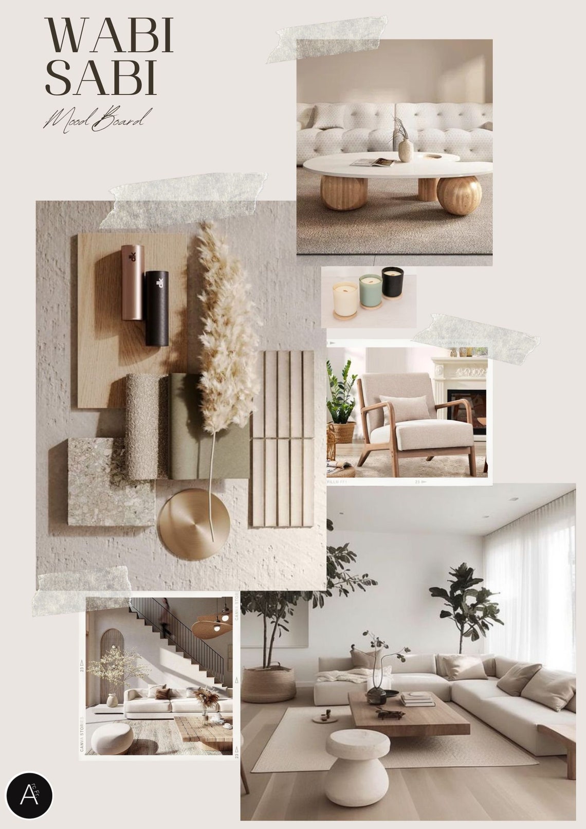 Mood Board Presentation Interior Design Wabi Sabi Residential Presentation Home Decor Mood Board ...