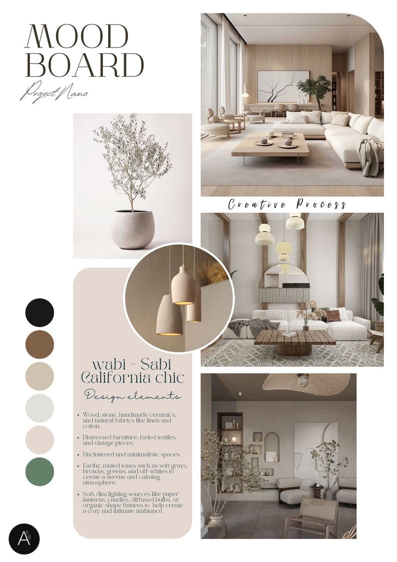 Mood Board Presentation Interior Design Wabi Sabi Residential ...