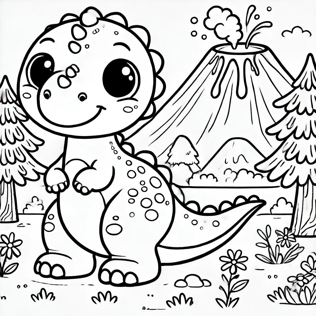 Cute Dinosaur Coloring Pages for Kids – Printable PDF – Fun Prehistoric ...