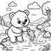 Adorable Animal Coloring Pages for Kids - Bear Adventures in River and ...