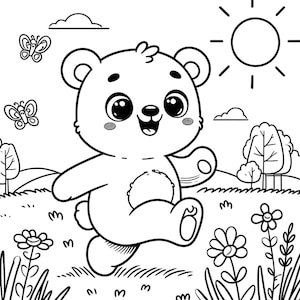 Adorable Animal Coloring Pages for Kids - Bear Adventures in River and ...