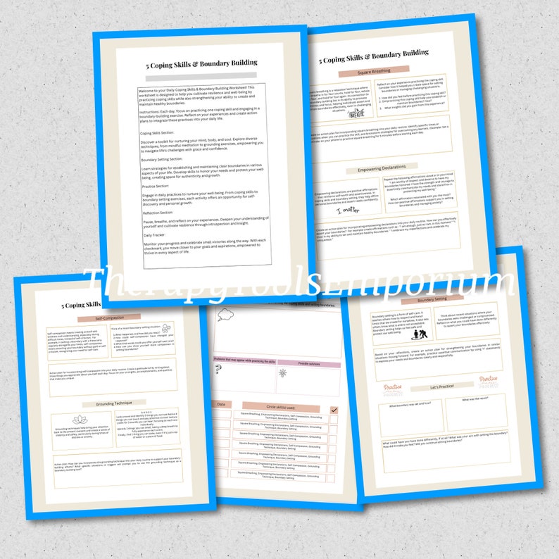 5 Coping Skills & Boundary Building Worksheet - Etsy