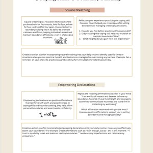 5 Coping Skills & Boundary Building Worksheet - Etsy