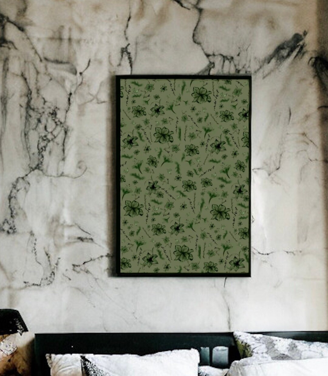 Green Floral Poster - Etsy