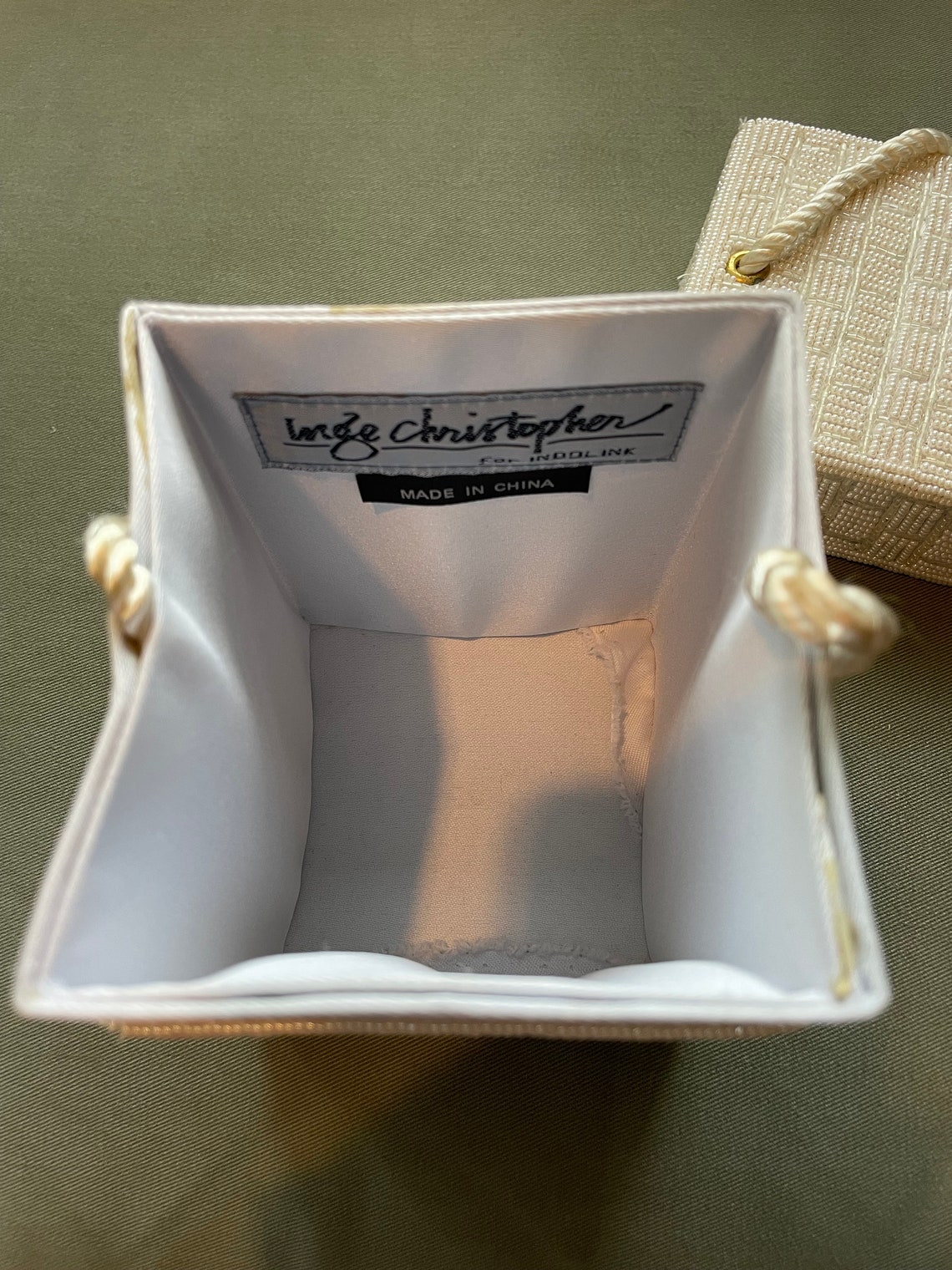 Vintage White Beaded Evening Square Box Purse With Silk Rope Strap - Etsy