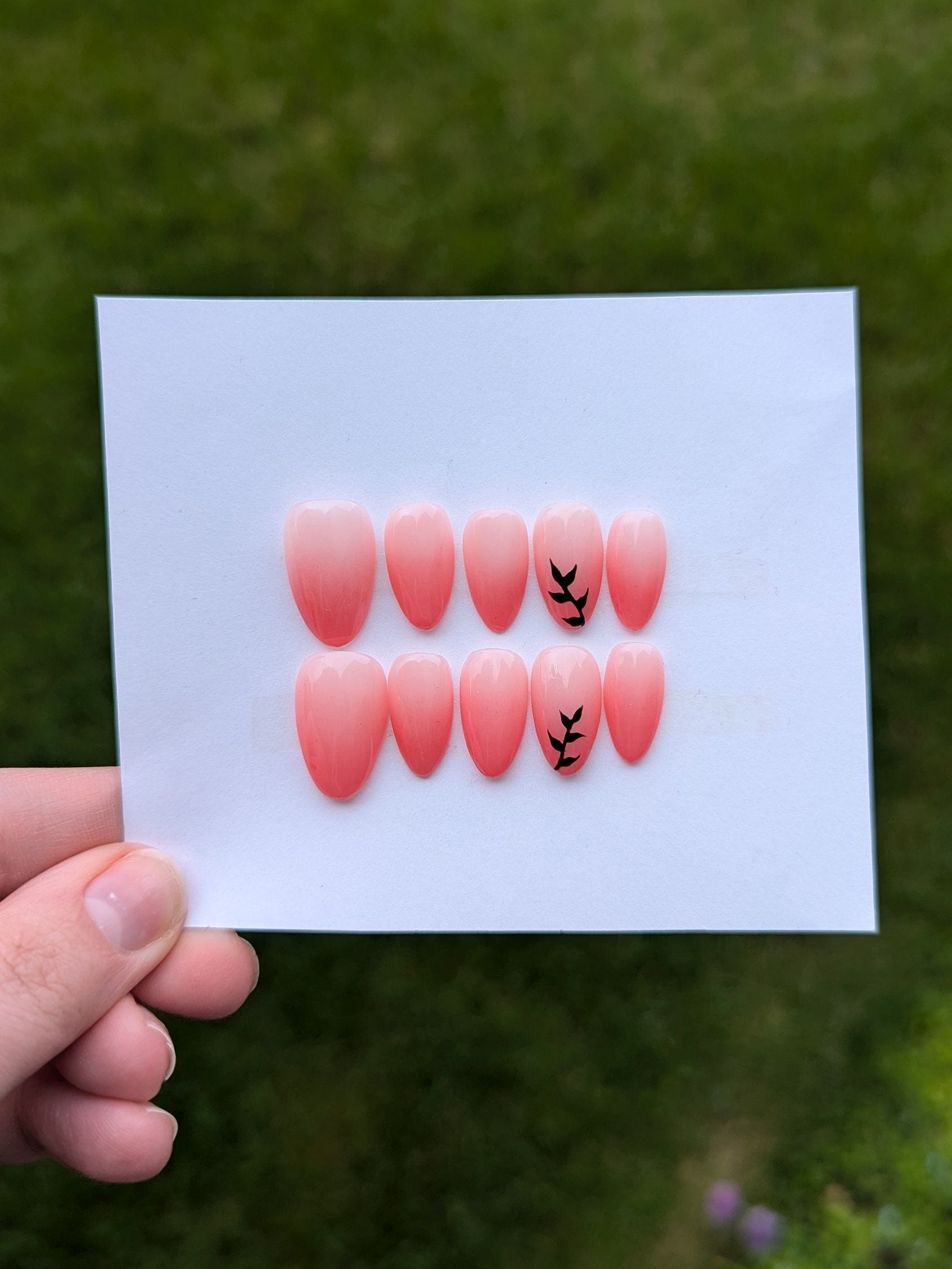 Nezuko Nails Cosplay Nails Red Ombre Nails Custom Press on Nails - Etsy