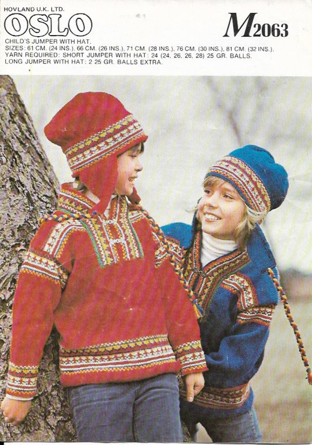 Vintage 1970s Knitting Pattern Fair Isle Childs Nordic Jumper and Hat ...