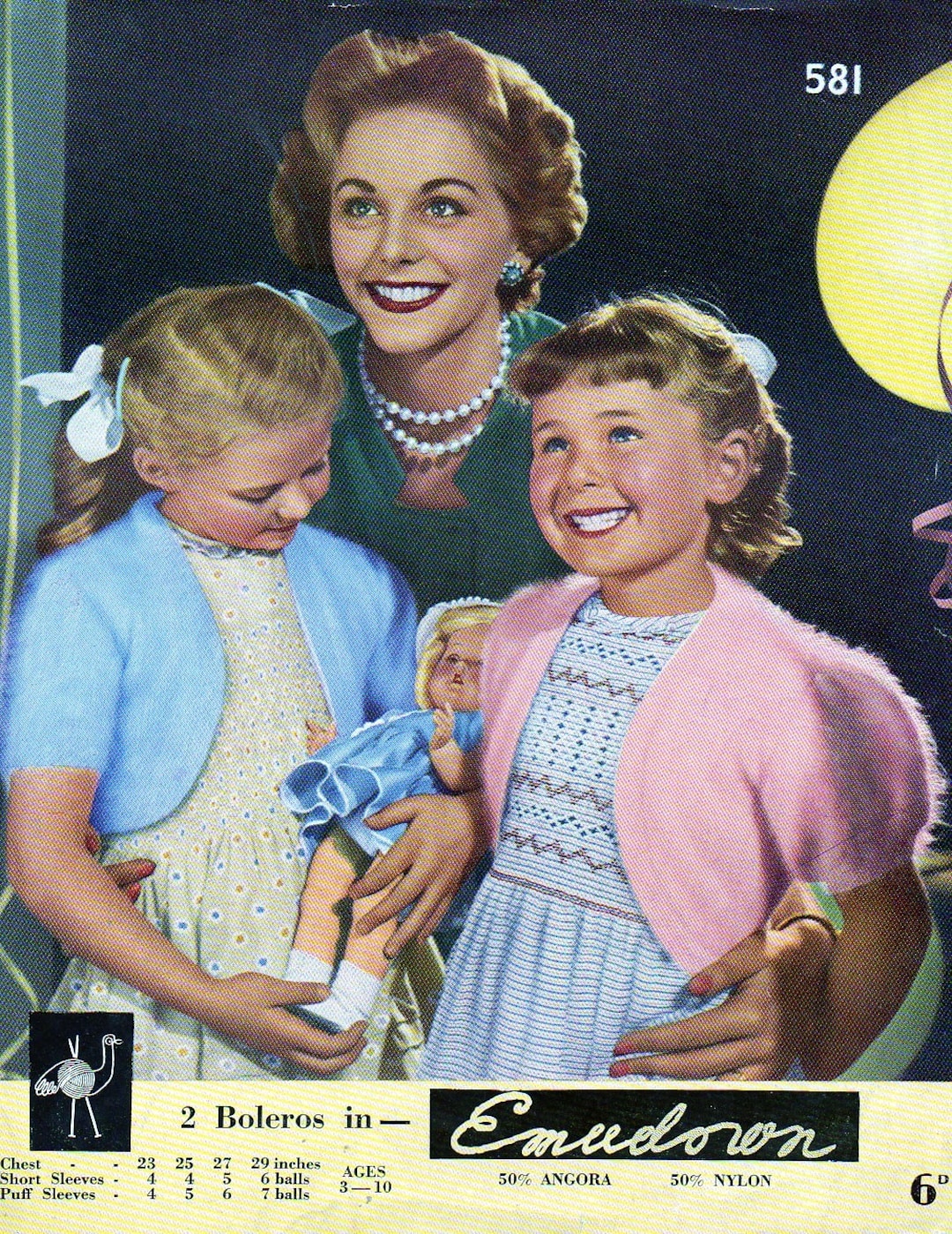 1950s Childs Angora Bolero Shrug Jacket Knitting Pattern PDF File ...