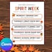 Editable Fall Spirit Week Flyer Template, School Spirit Schedule, Canva ...