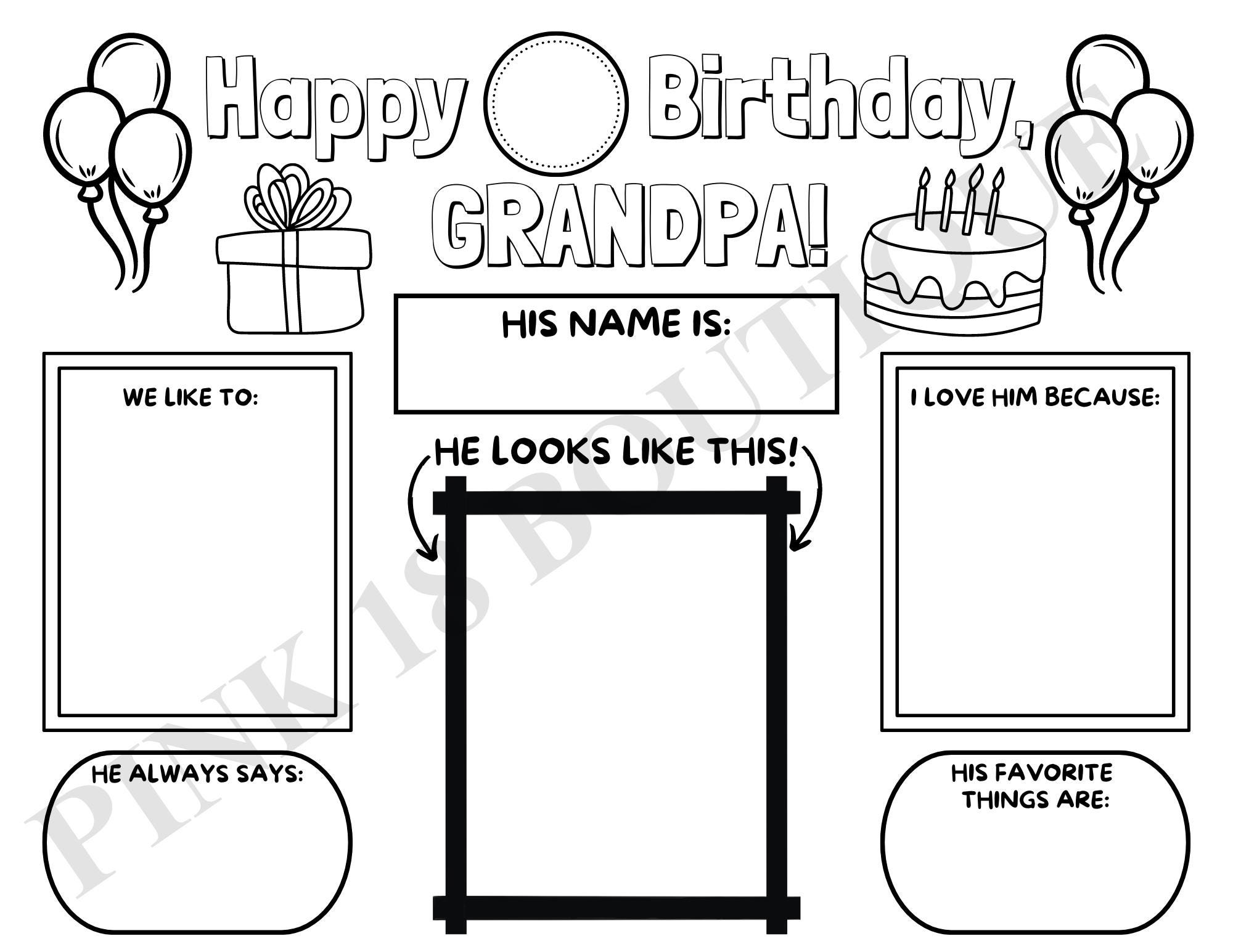 Happy Birthday Grandpa Coloring Page, Printable All About Grandpa ...