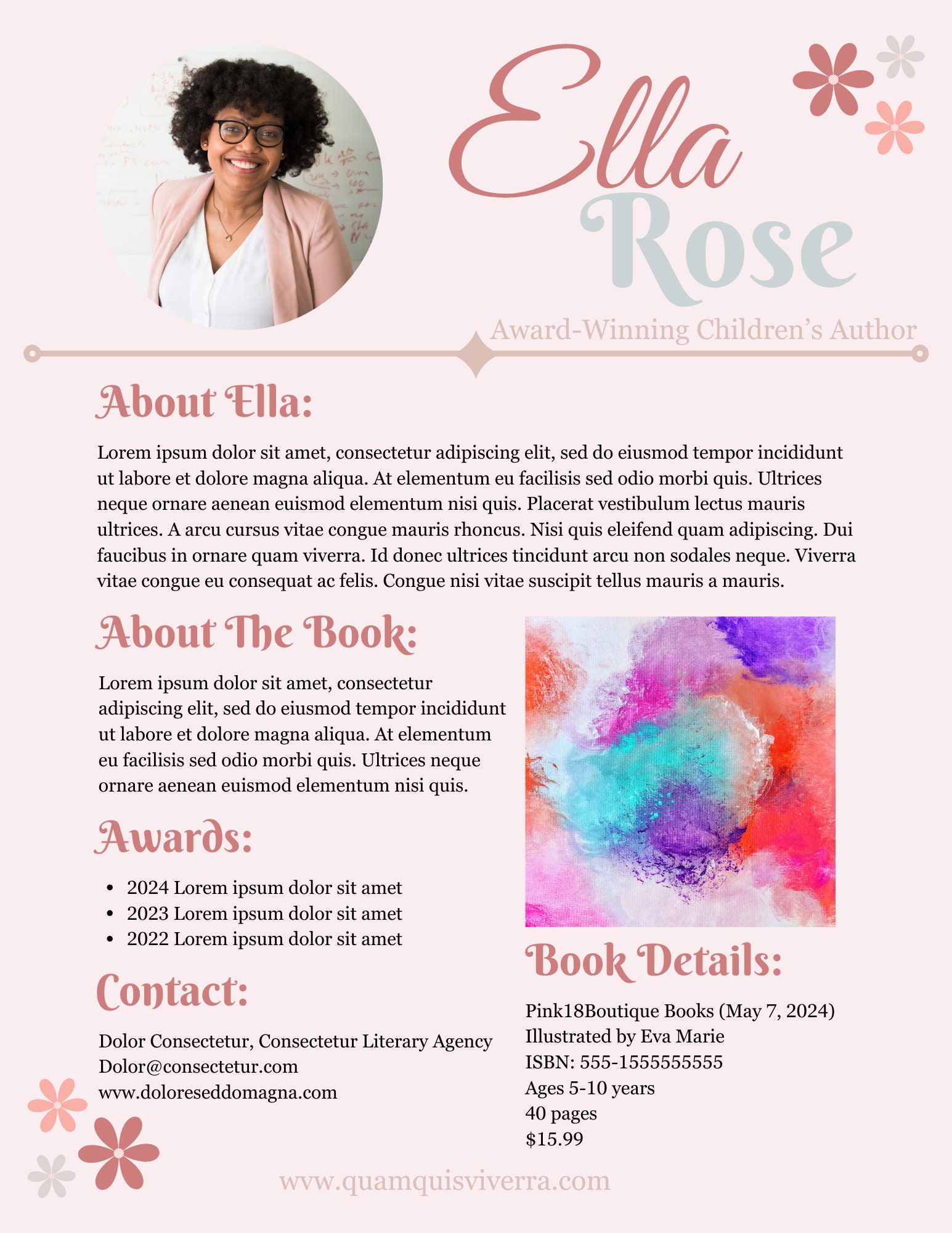 Children's Author Media Kit One-pager - Canva Template! - Etsy