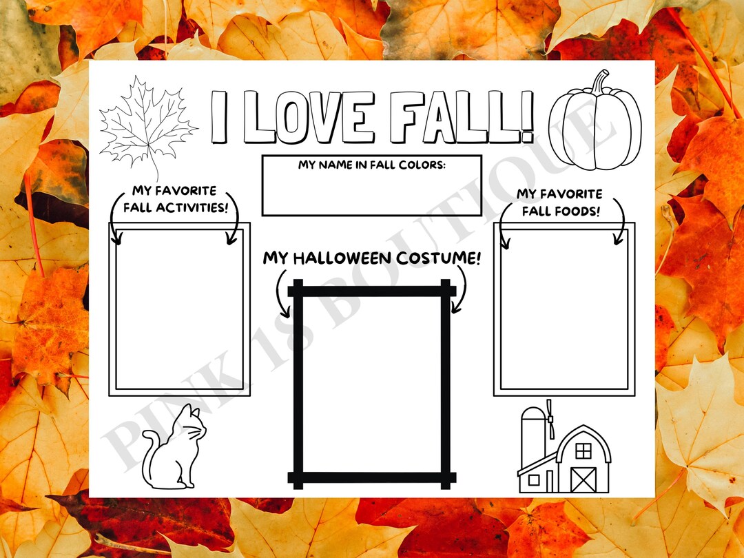 Printable Fall Favorites Worksheet - Fill in the Blanks and Color! - Etsy