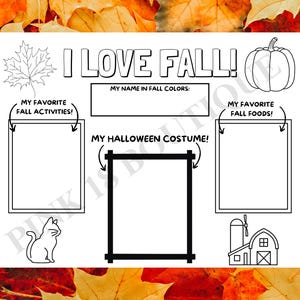 Printable Fall Favorites Worksheet - Fill in the Blanks and Color! - Etsy