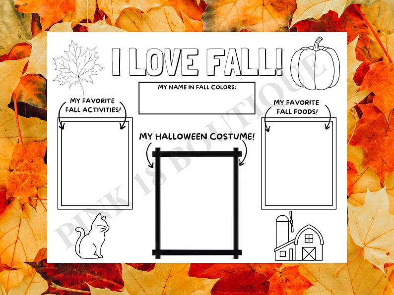 Printable Fall Favorites Worksheet - Fill in the Blanks and Color! - Etsy