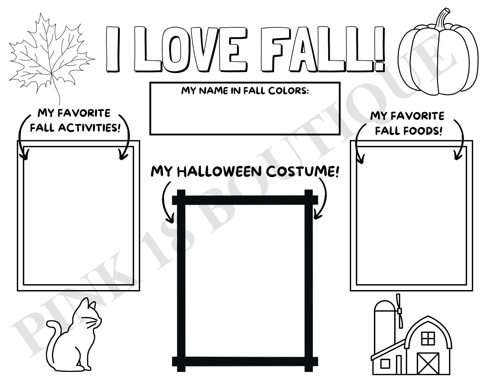 Printable Fall Favorites Worksheet - Fill in the Blanks and Color! - Etsy