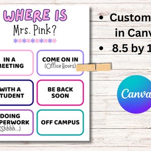 Where is the Teacher Sign, Classroom Door Sign, EDITABLE Teacher Door ...