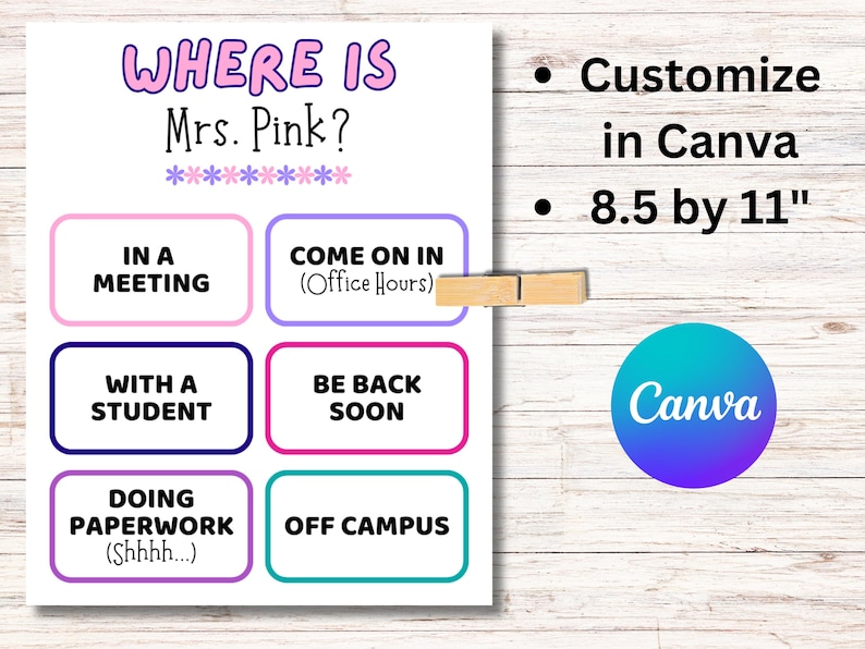 Where is the Teacher Sign, Classroom Door Sign, EDITABLE Teacher Door ...