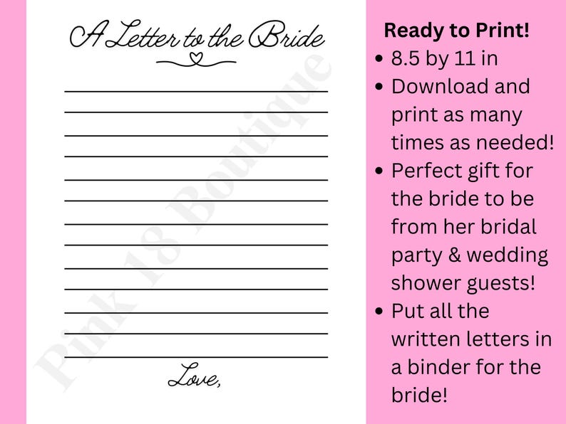 Letter to the Bride Digital Download, Handwritten Letters, Gifts for ...