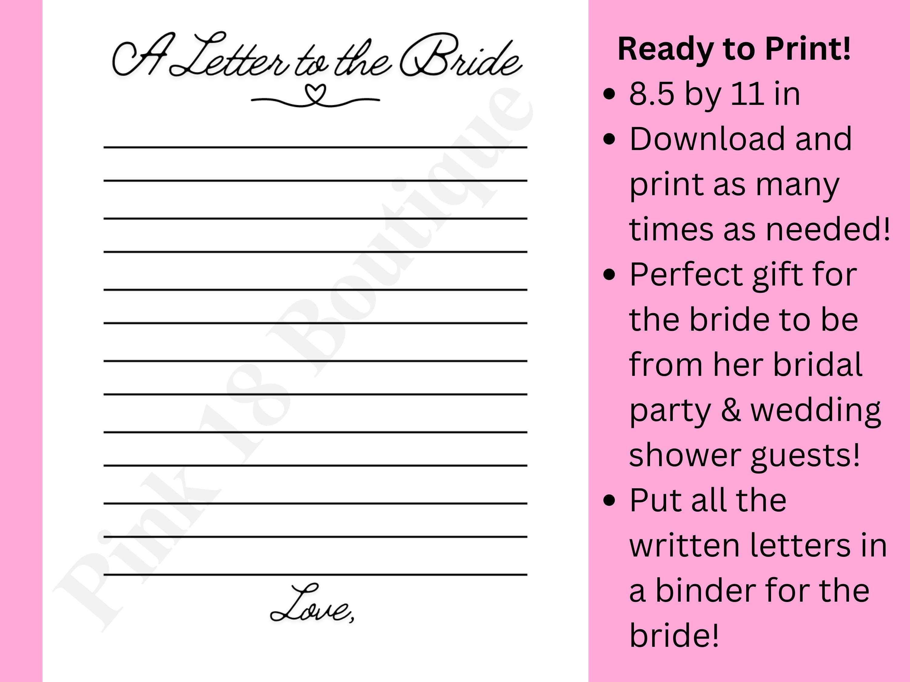 Letter to the Bride Digital Download, Handwritten Letters, Gifts for ...