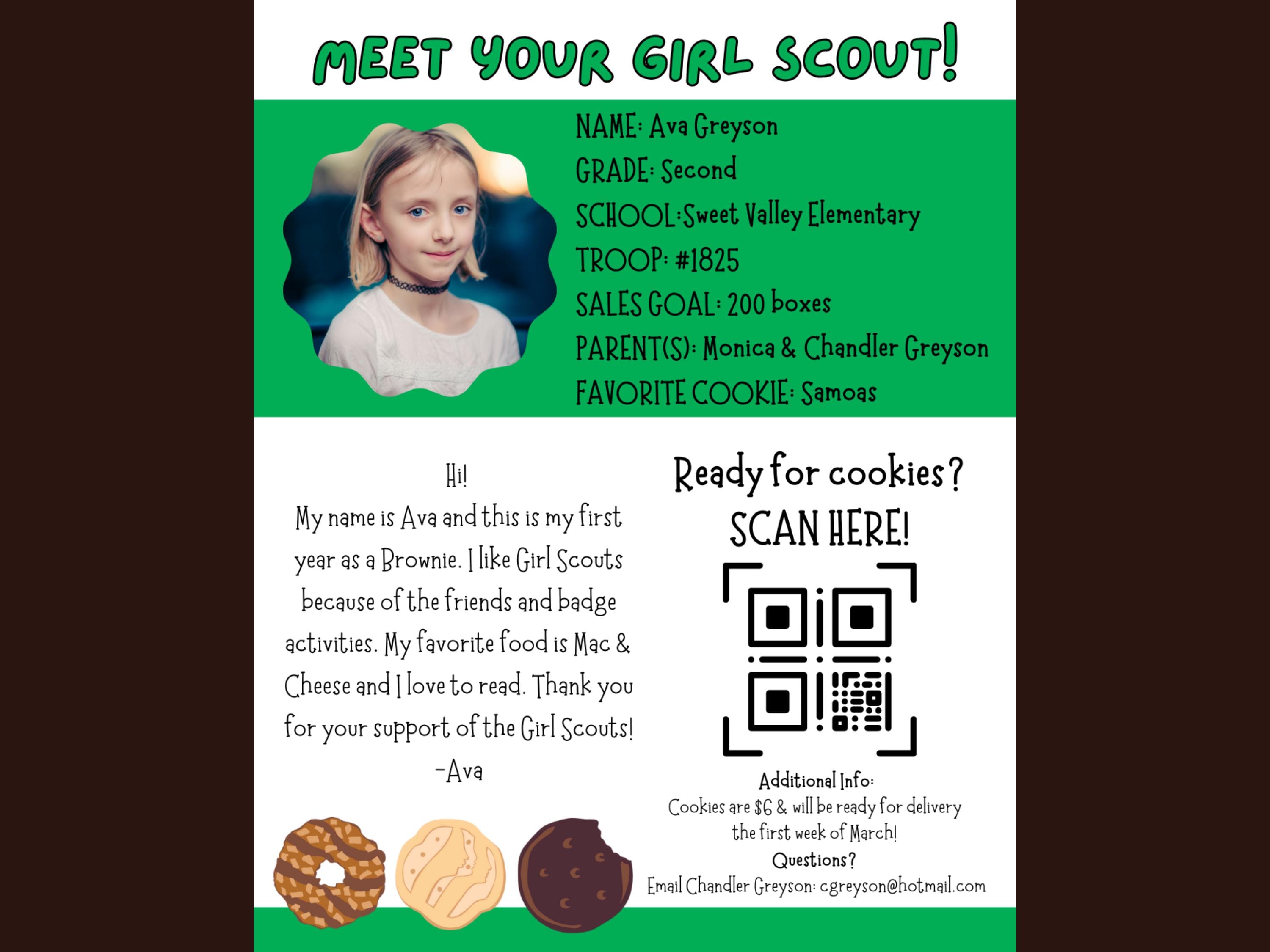 Girl Scouts Flyer With Digital Cookie QR Code for Work, School, or Your ...