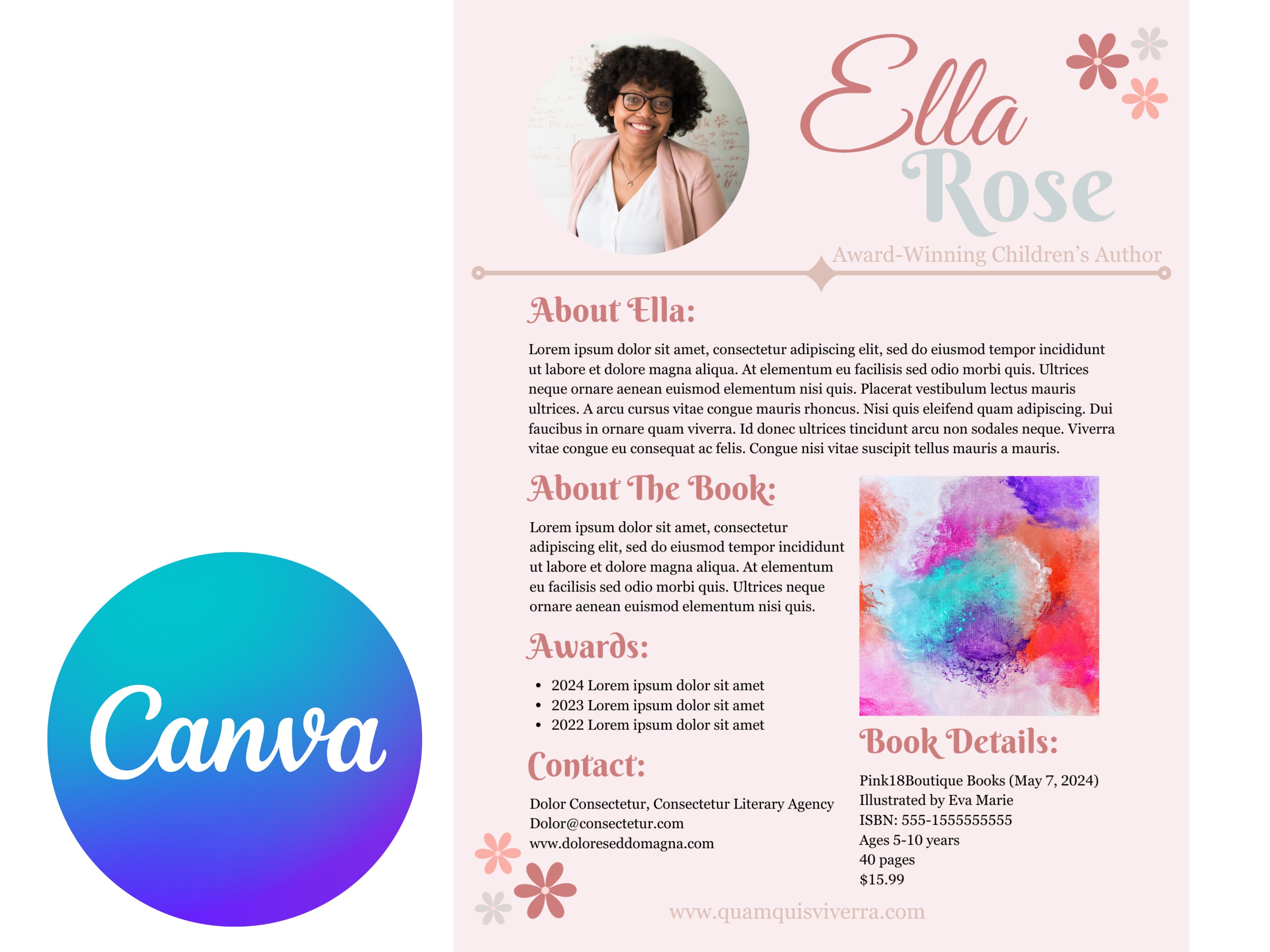 Children's Author Media Kit One-pager - Canva Template! - Etsy