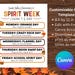 Editable Fall Spirit Week Flyer Template, School Spirit Schedule, Canva ...
