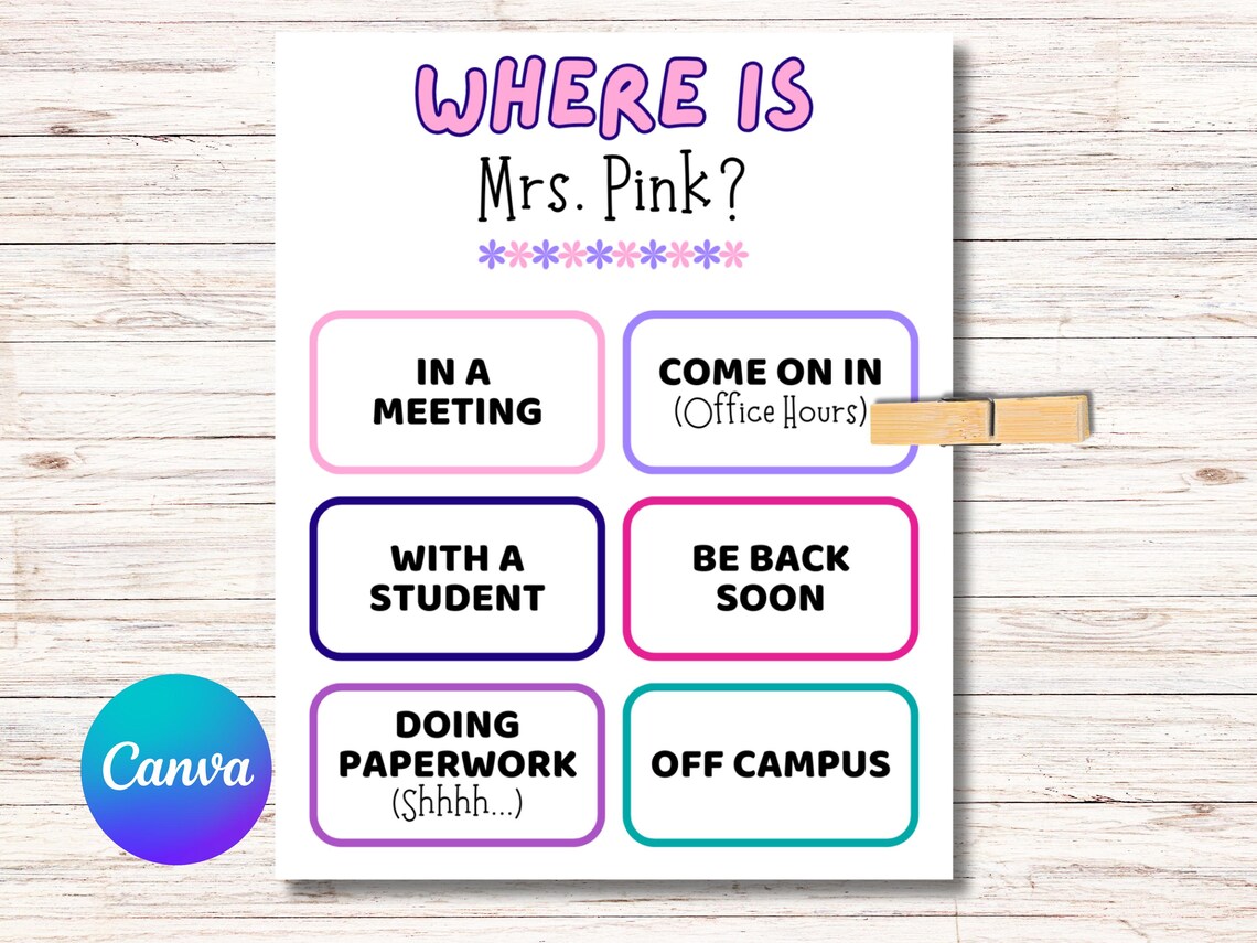 Where is the Teacher Sign, Classroom Door Sign, EDITABLE Teacher Door ...