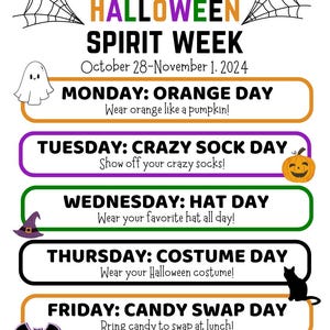 Editable Halloween Spirit Week Flyer Canva Template, School Spirit ...