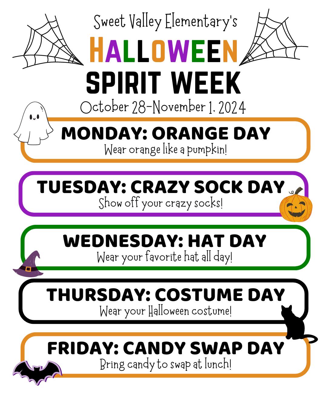 Editable Halloween Spirit Week Flyer Canva Template, School Spirit ...