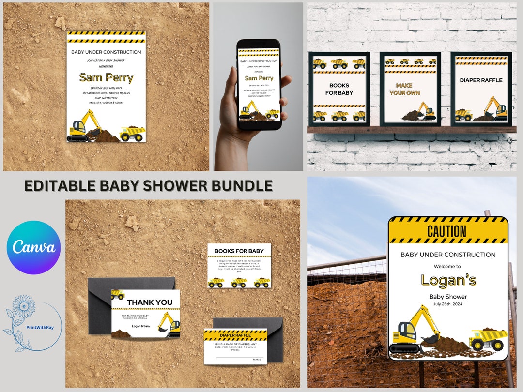 Construction Baby Shower Bundle, Baby Under Construction Baby Shower ...